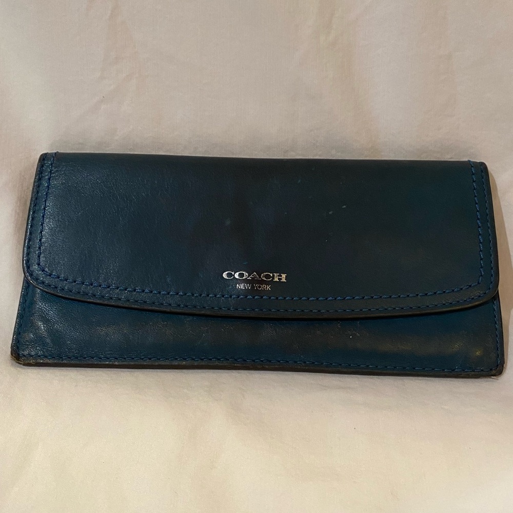 Royal Blue Coach Legacy Leather Soft Wallet - Gem